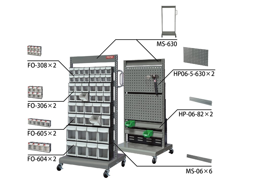 ชั้นวางเครื่องมือ SHUTER MS-630 แบบ2ด้านพร้อมล้อ ขนาด 690x560x1460 มม. ลดราคา | iToolmart