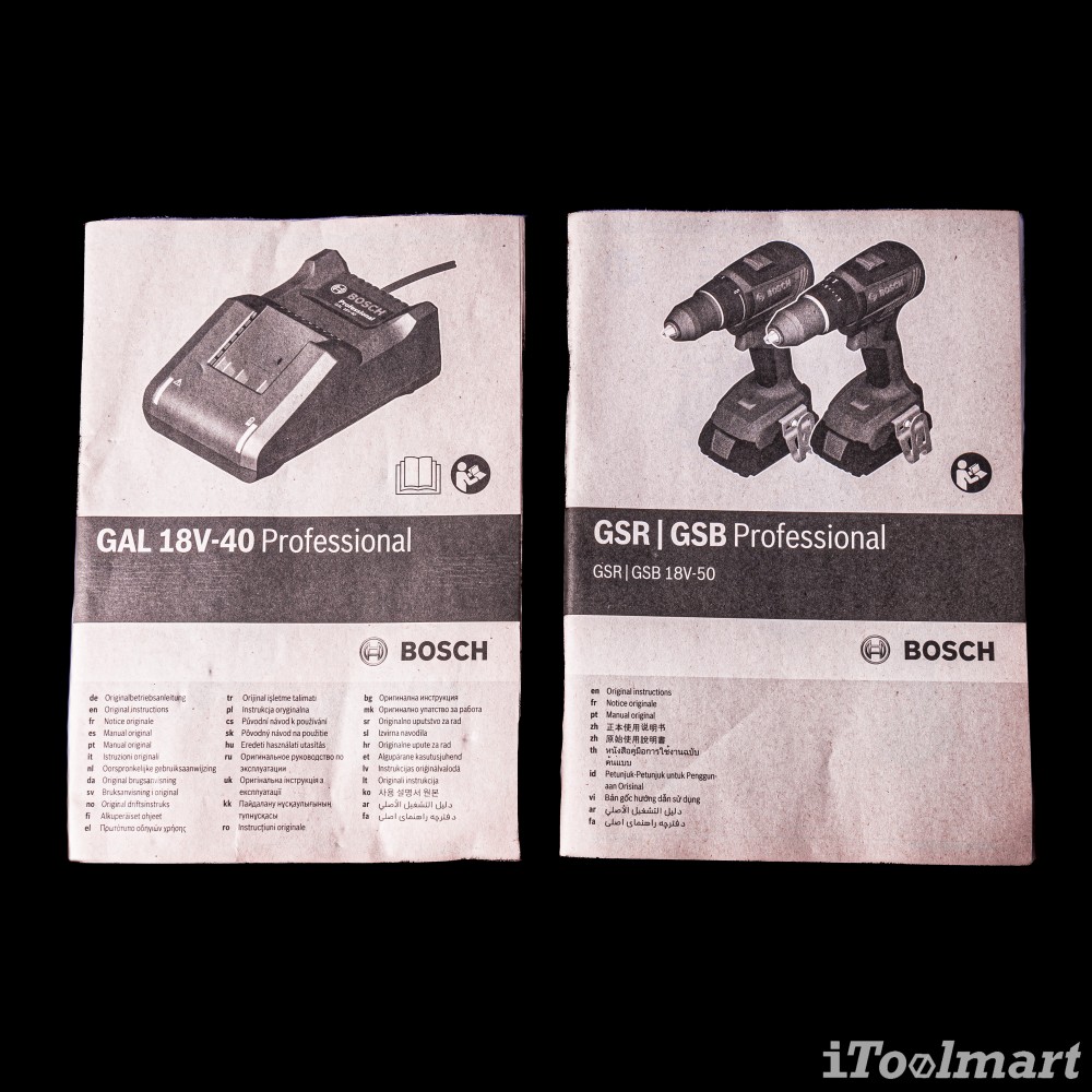 สว่านไร้สาย BOSCH GSR 18V-50 Kit 18V. พร้อมแบตเตอรี่ 2 Ah. x2 และแท่นชาร์จ ลดราคา | iToolmart
