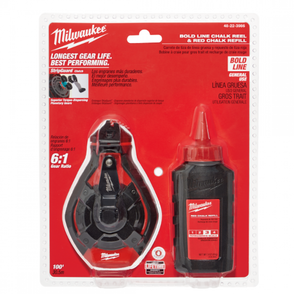 เต้าตีเส้น (สีเเดง) Milwaukee 48-22-3986 ยาว 100 ฟุต / Bold Line Chalk ...