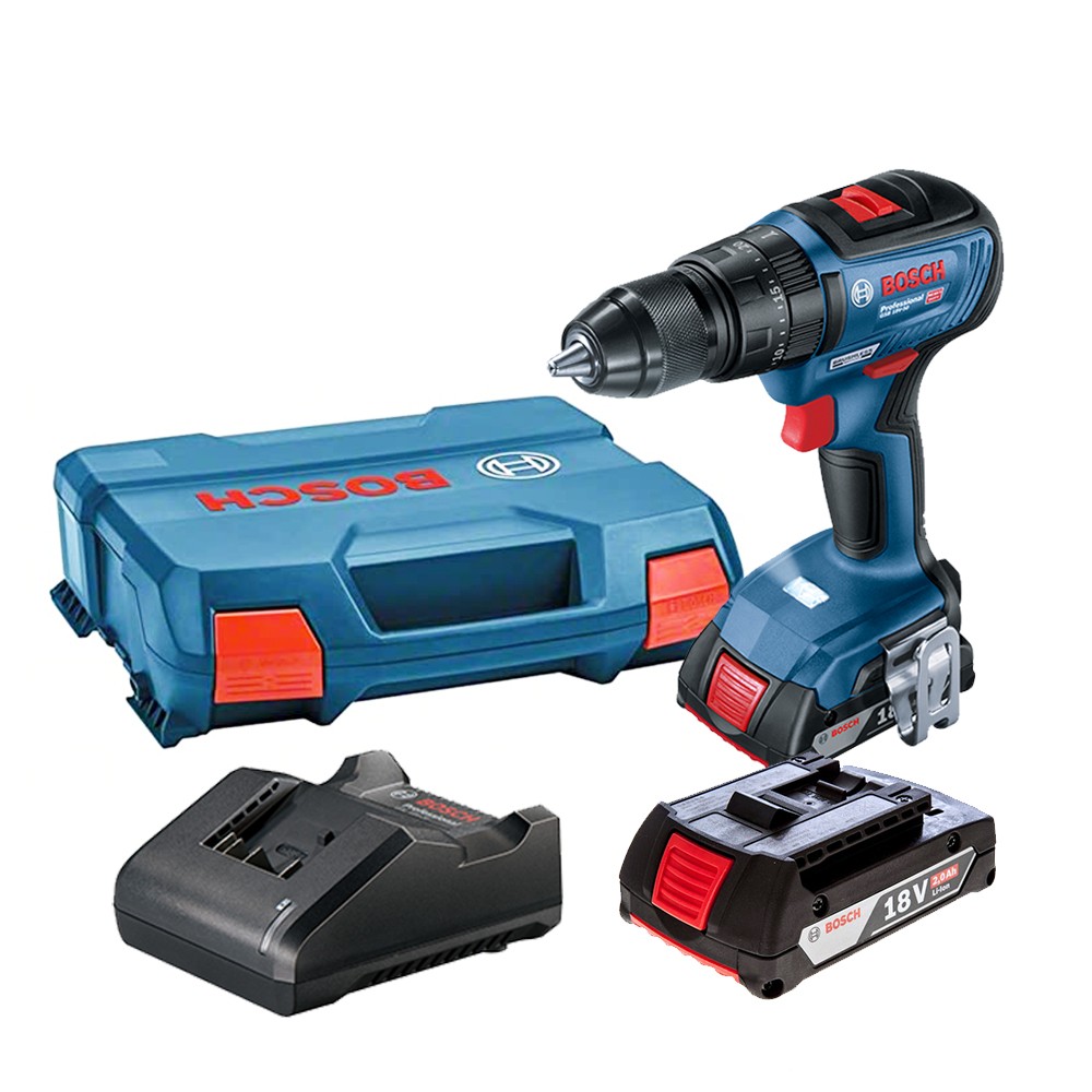 สว่านไร้สาย BOSCH GSB 18V-50 Kit 18V. พร้อมแบตเตอรี่ 2 Ah. x 2 และแท่นชาร์จ ลดราคา | iToolmart