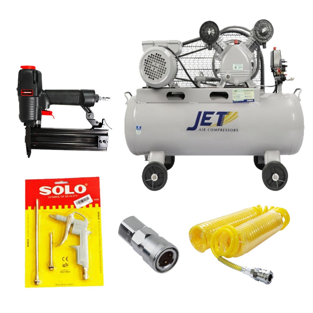 ชุดปั๊มลมสายพาน JET FALCON-260M มอเตอร์ 1/2HP 60L. พร้อมเครื่องยิงตะปูลม AEROPRO F50A, ปืนยิงลม ...