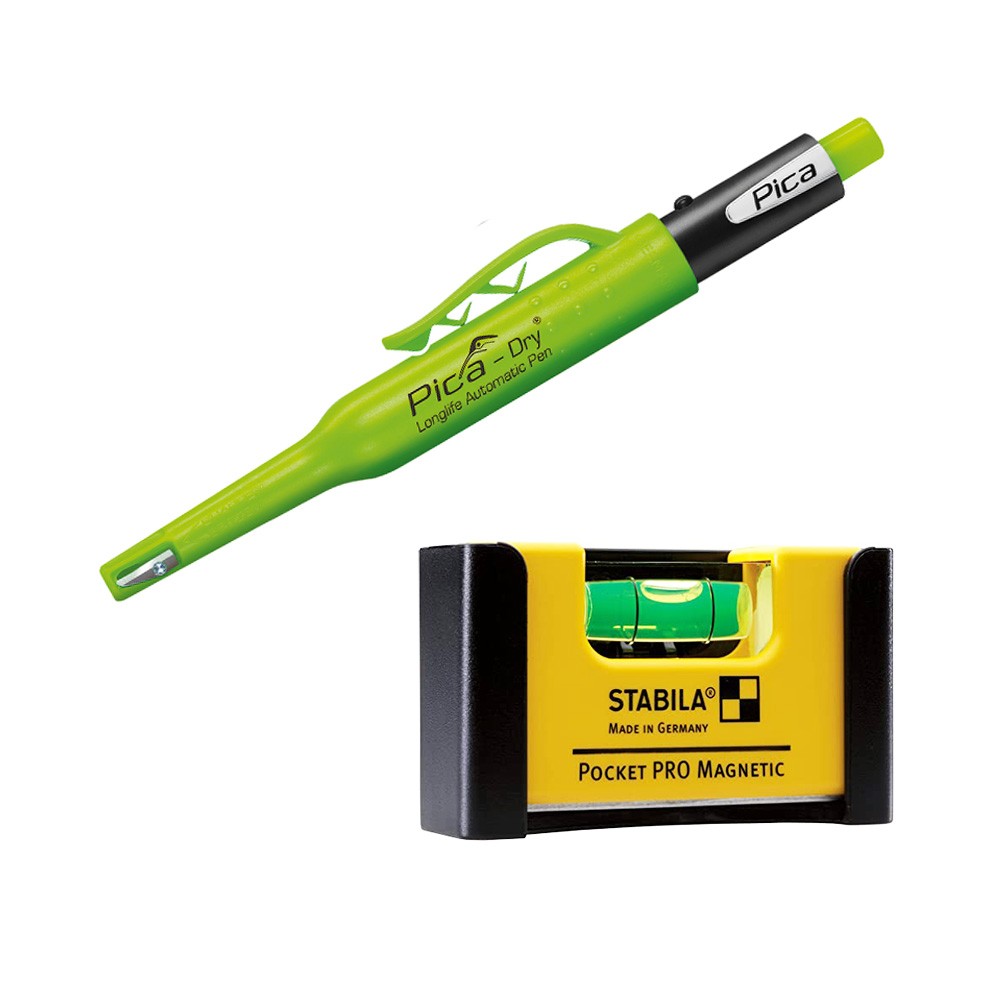 ชุดดินสอช่าง PICA DRY 3030 และระดับน้ำแม่เหล็ก พกพา STABILA 7 cm 17953 ...