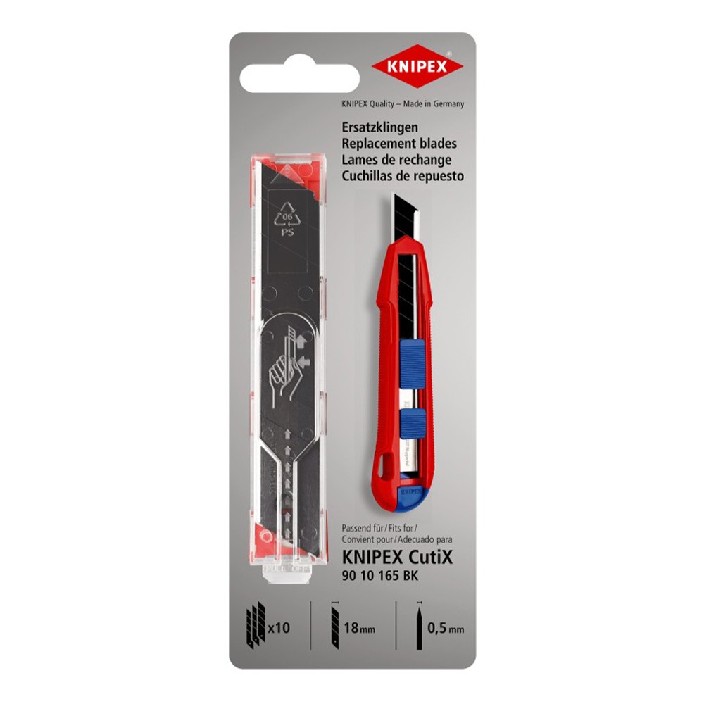 ใบมีดคัตเตอร์ ขนาด 18 mm. 10 ชิ้น KNIPEX CutiX 90 10 165 E02 ลดราคา ...