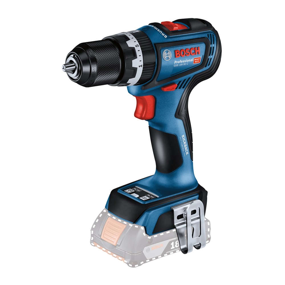 สว่านกระแทกไร้สาย BOSCH GSB 18V-90 C SOLO (ตัวเปล่า) ลดราคา | iToolmart