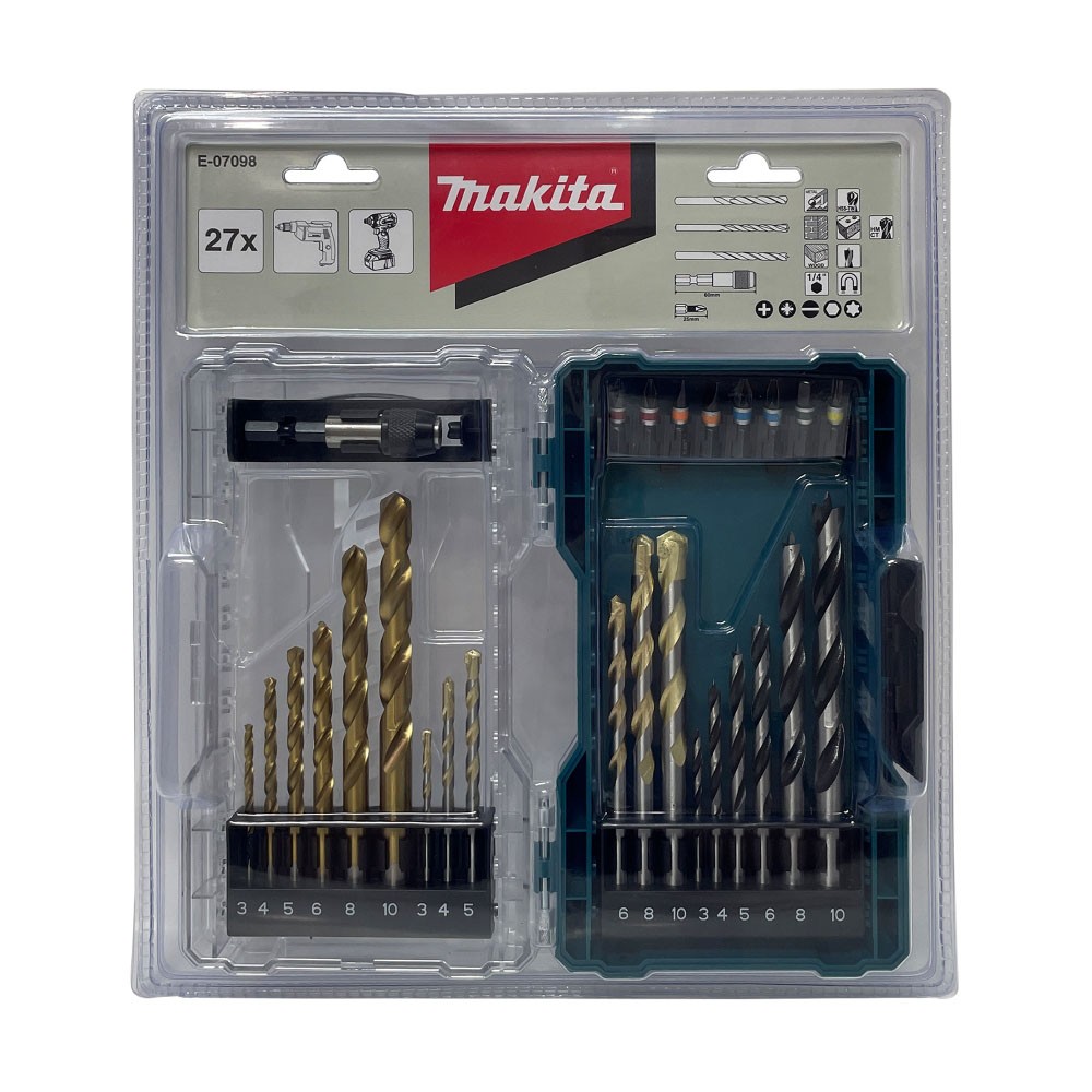 ชุดดอกสว่าน เจาะไม้ ปูน เหล็ก 27ดอก/ชุด พร้อมกล่อง MAKITA E-07098 ลด ...