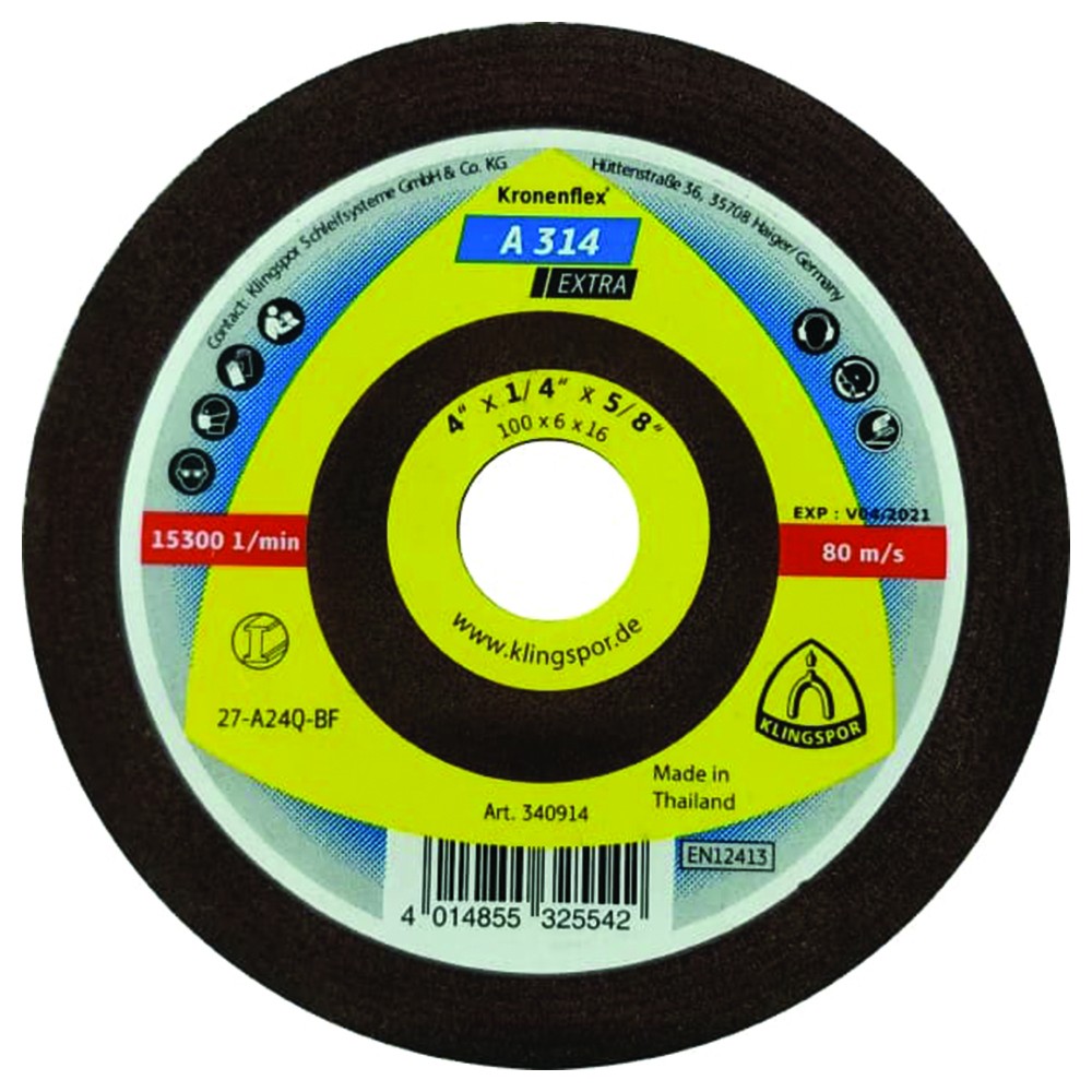 ใบเจียรเหล็ก 4 นิ้ว Klingspor Kronenflex® 340914 A 314 EXTRA หนา 6 mm. ลดราคา | iToolmart