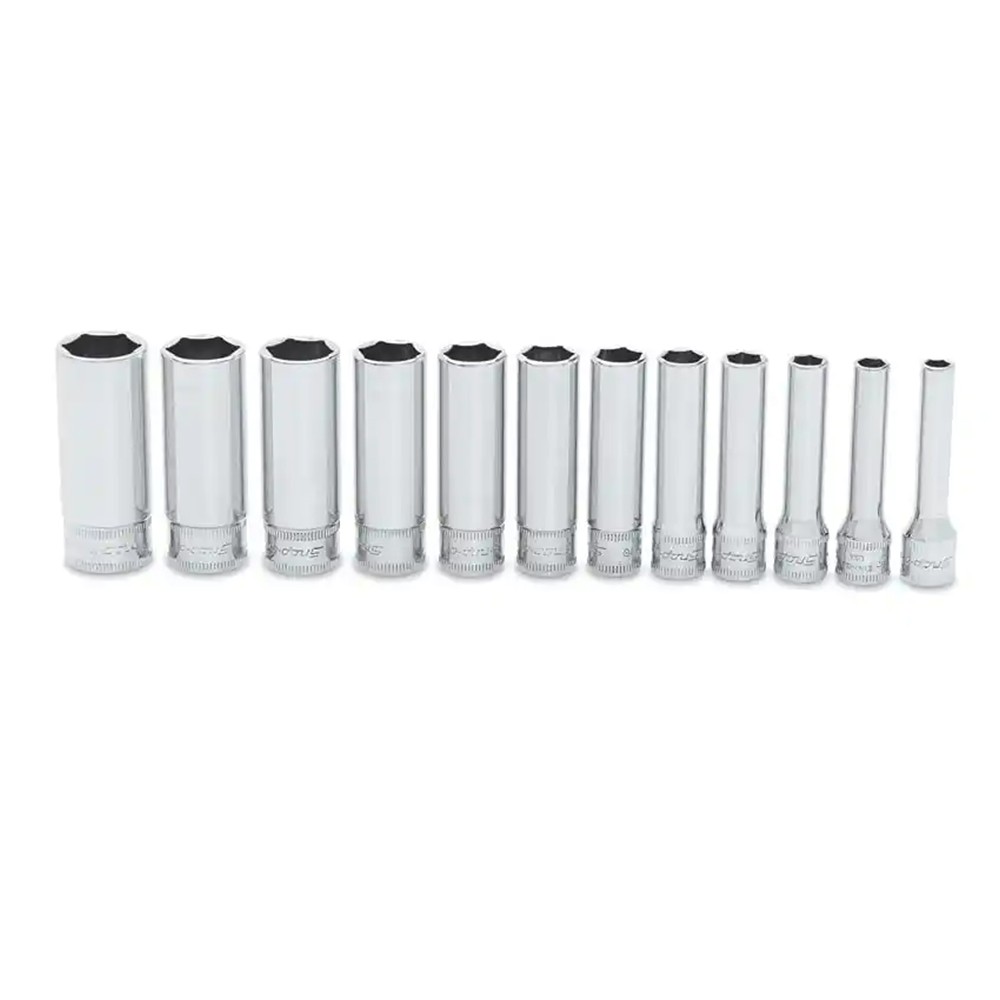 ชุดลูกบล็อก 6 เหลี่ยม 12 ชิ้น ขนาด 1/4 นิ้ว Snap-On 112STMMY Flank Drive® Deep Socket Set (5–15 ...