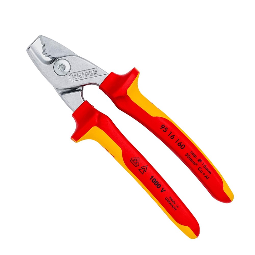 กรรไกรตัดสายเคเบิ้ล Knipex 95 16 160 SB Cable Shears ด้ามจับหุ้มฉนวน ...