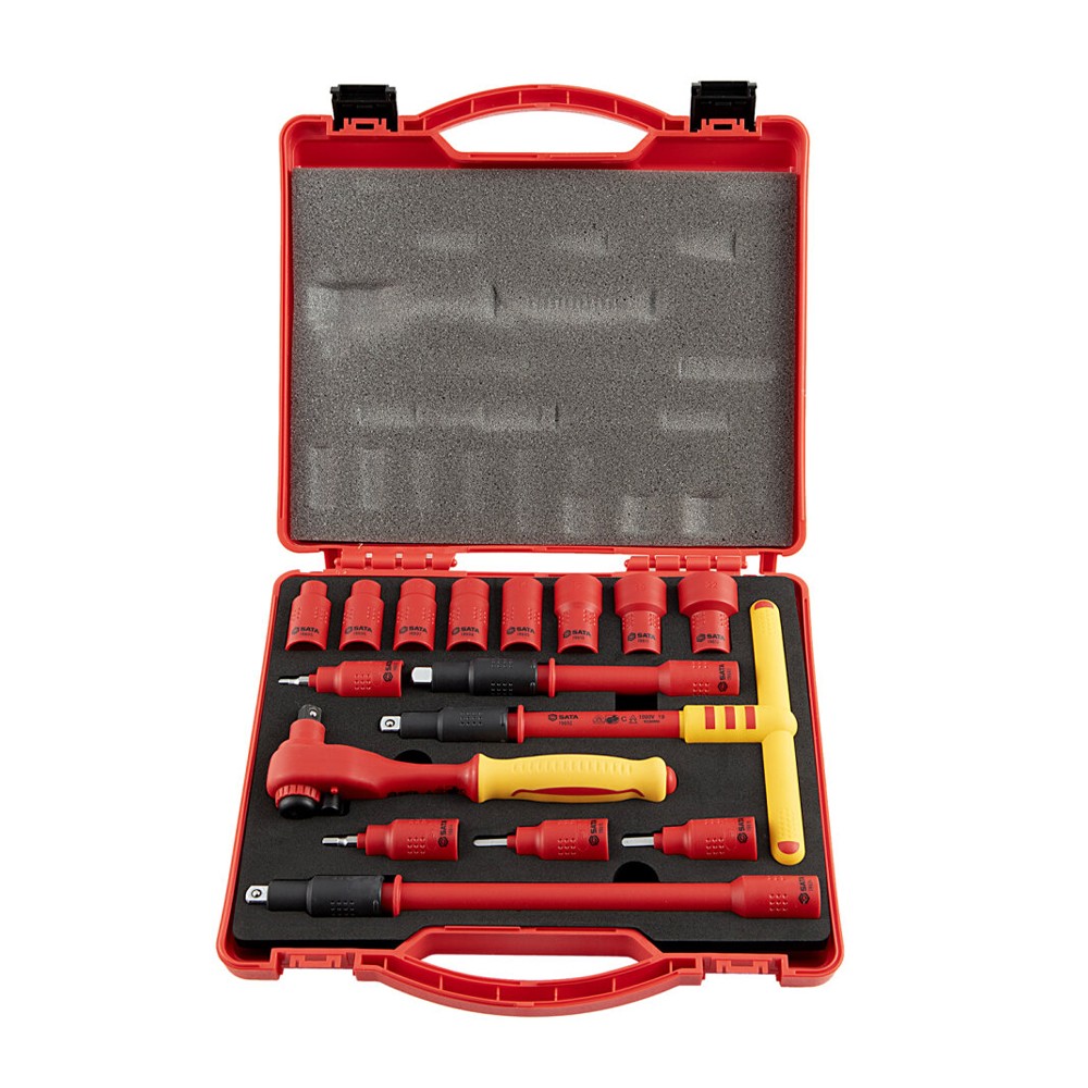 ชุดลูกบล็อกหุ้มฉนวน ป้องกันไฟฟ้า SATA 09268 ขนาด 3/8 นิ้ว จำนวน 16 ชิ้น ...