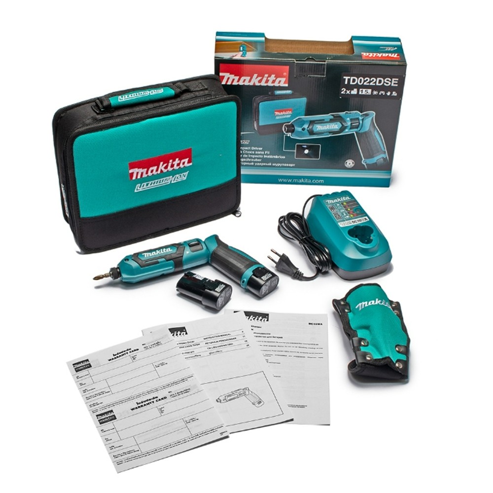 สว่านไขควงกระแทกไร้สาย MAKITA TD022DSE กำลังไฟ 7.2 โวลต์, ขนาด 1/4 นิ้ว ...