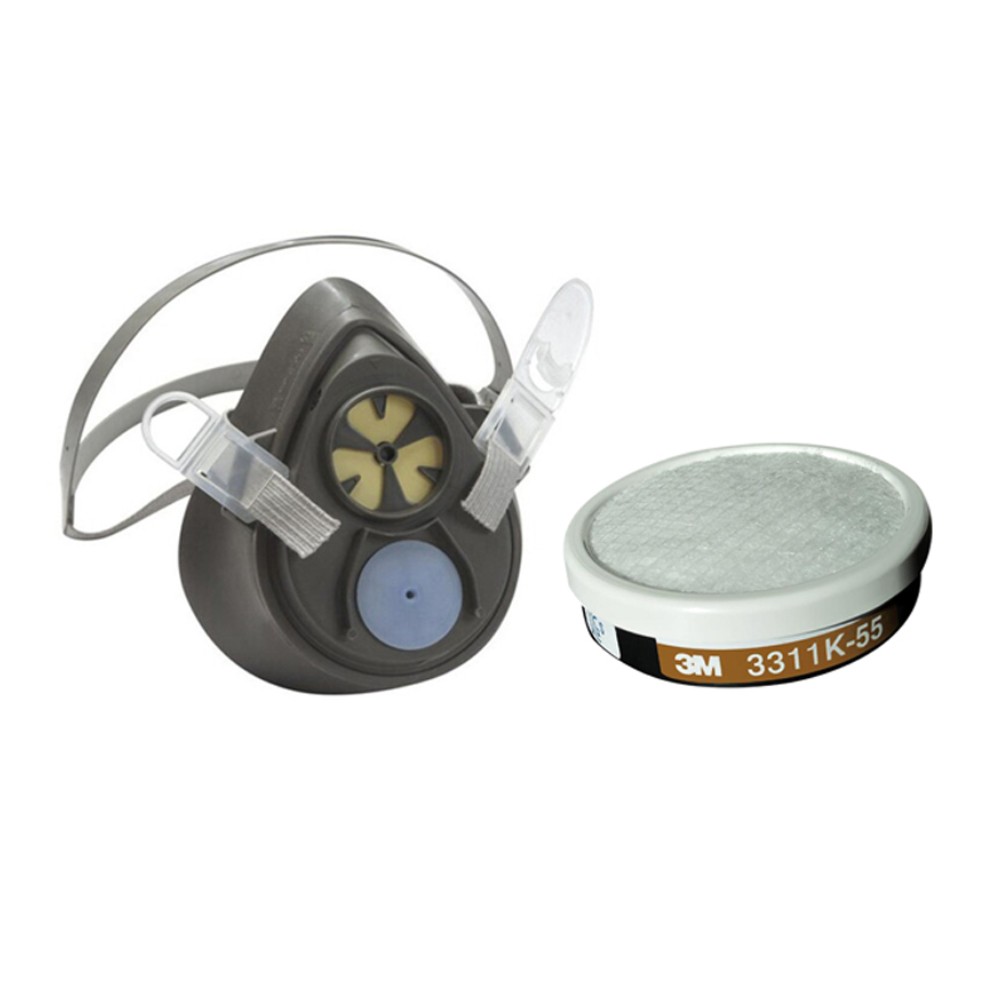 หน้ากากกันสารเคมี 3M 3200-55 ชุดพ่นยาฆ่าแมลง หน้ากากพร้อมตลับกรอง (ชุด ...