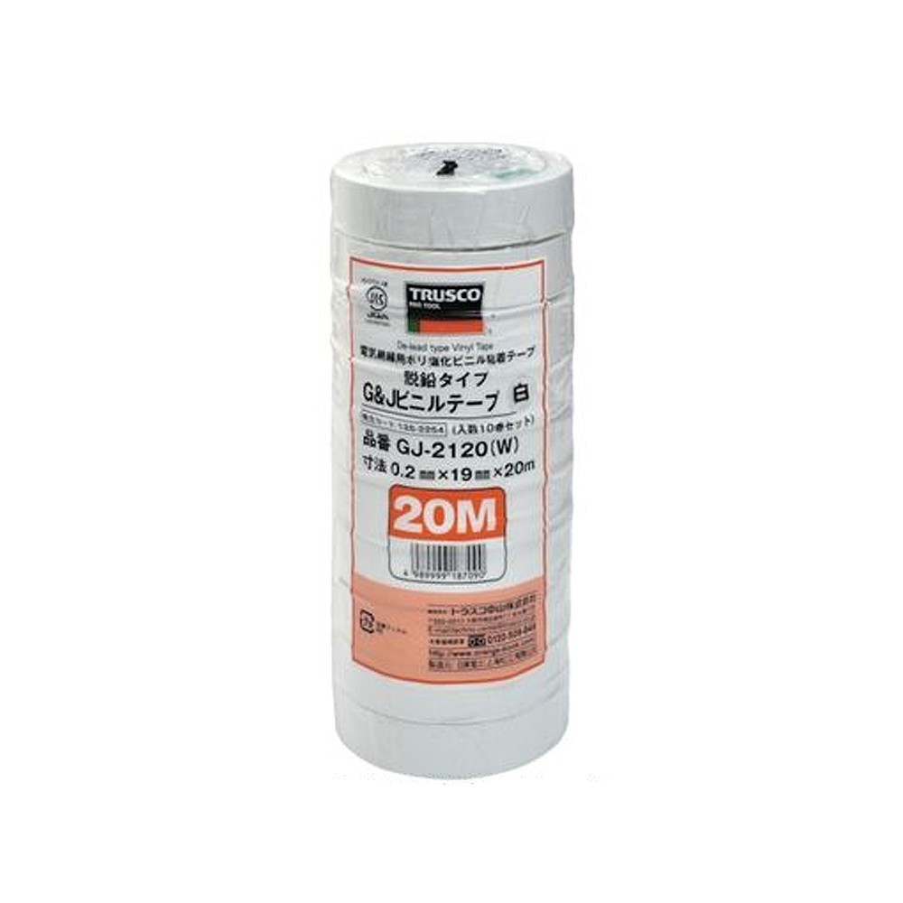 เทปพันสายไฟ TRUSCO GJ-2120 (W) ขนาด 19 mm x 20 m สีขาว (10 ม้วน) ลดราคา | iToolmart