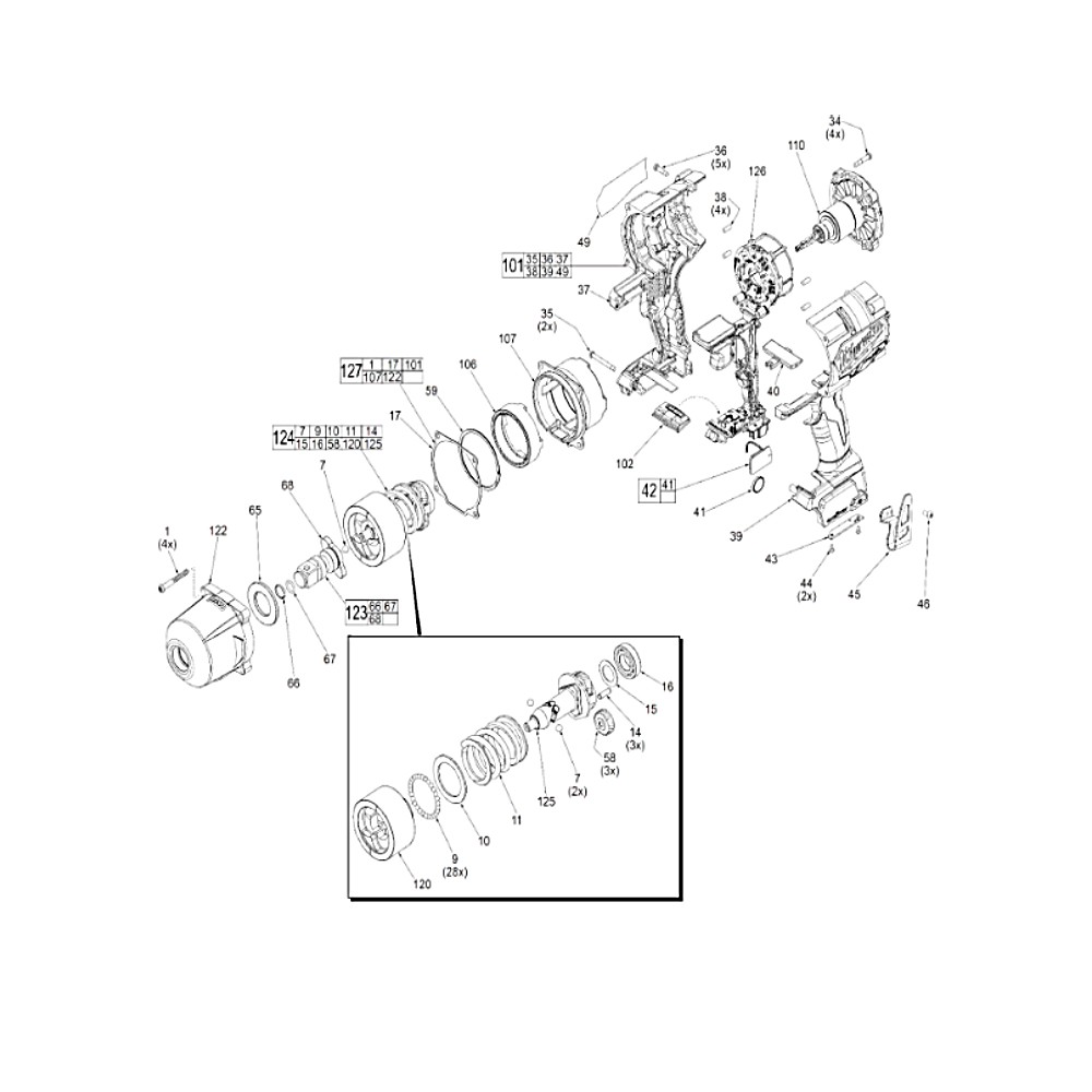 SERVICE KIT FOR M18 3/4" HTIW/NEW DESIGN COMPONENTS MILWAUKEE M18 ...