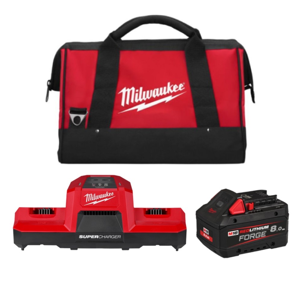 ชุดแบตเตอรี่ MILWAUKEE M18 FORGE 8AH STARTER KIT พร้อมกระเป๋าเครื่องมือ ...