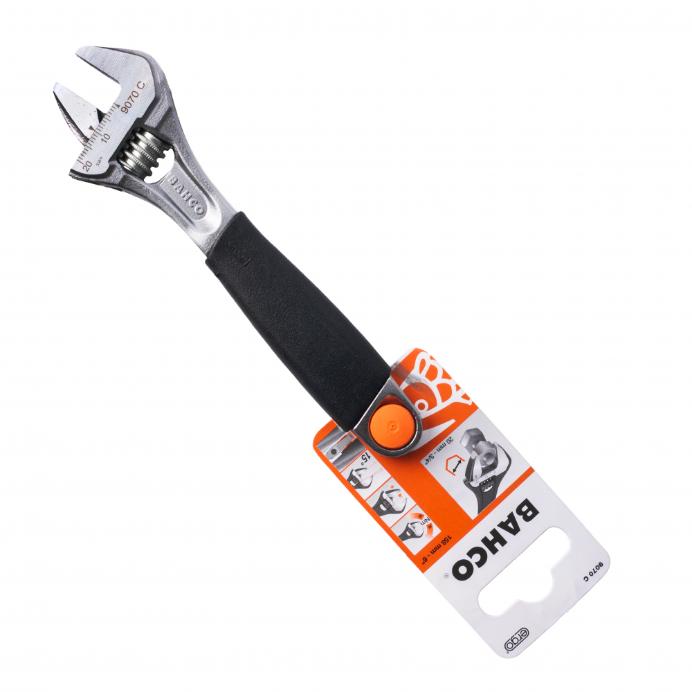 ประแจเลื่อน BAHCO 9070C ขนาด 6 นิ้ว ชุบโครเมียม ด้ามจับหุ้มด้วย ...