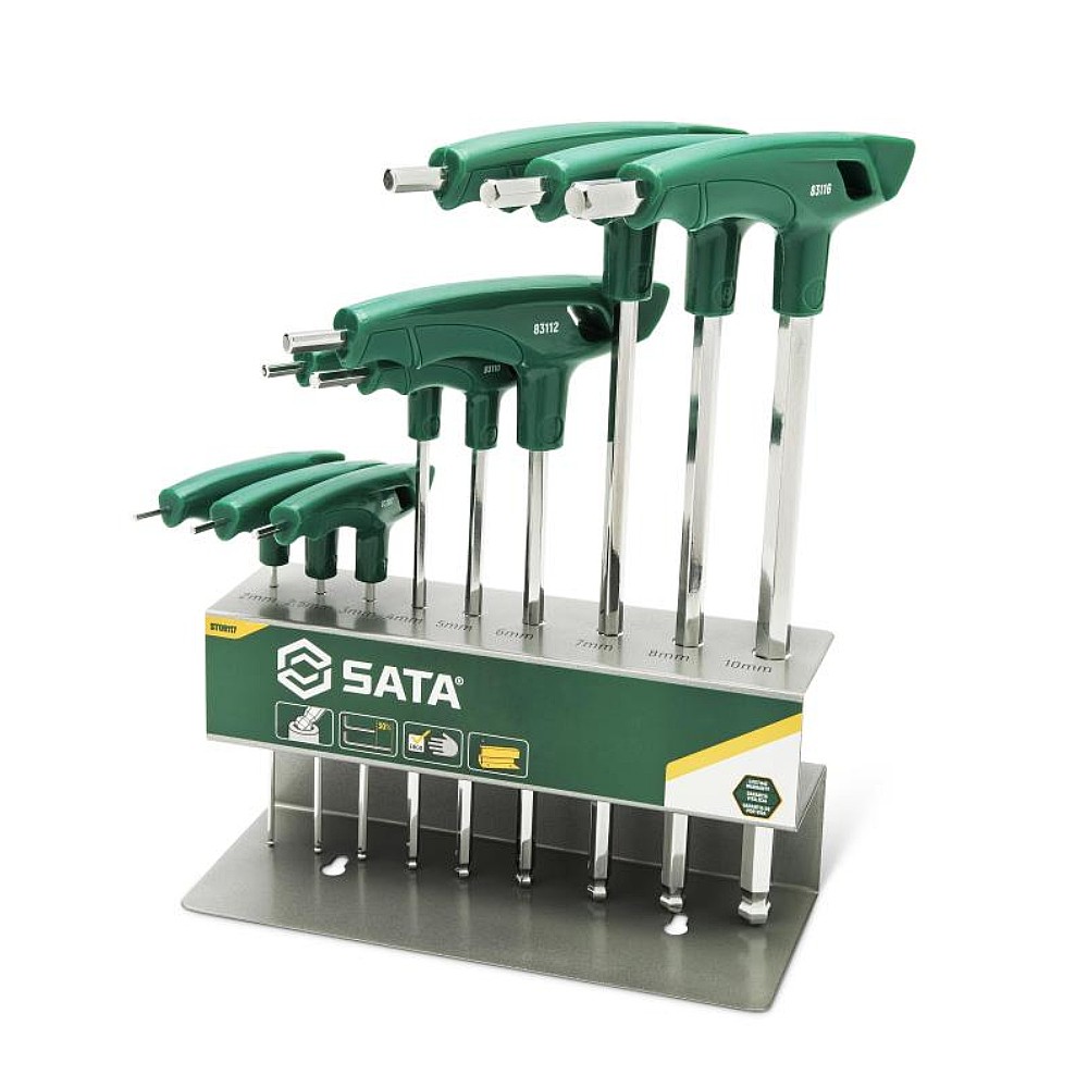 ชุดประแจหกเหลี่ยมหัวบอล ด้ามตัว T SATA 09117 ขนาด 2-10 มม. (9 ชิ้น) ลดราคา | iToolmart